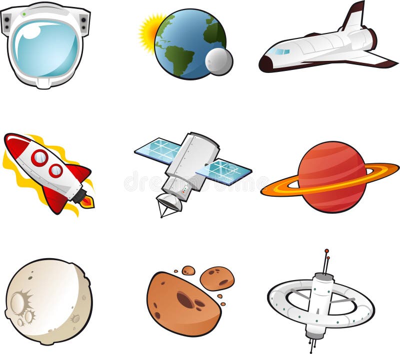 Space race cartoon icons stock illustration. Illustration of spaceship ...