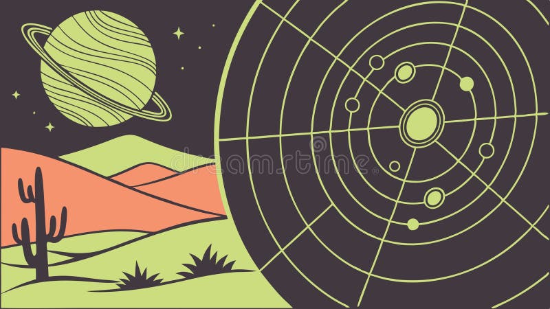 Space Radar Screen with Planets and Stars, Vector Design Generative AI ...