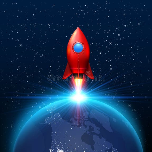 Space Red Rocket Vector Illustration Stock Illustrations – 5,948 Space ...