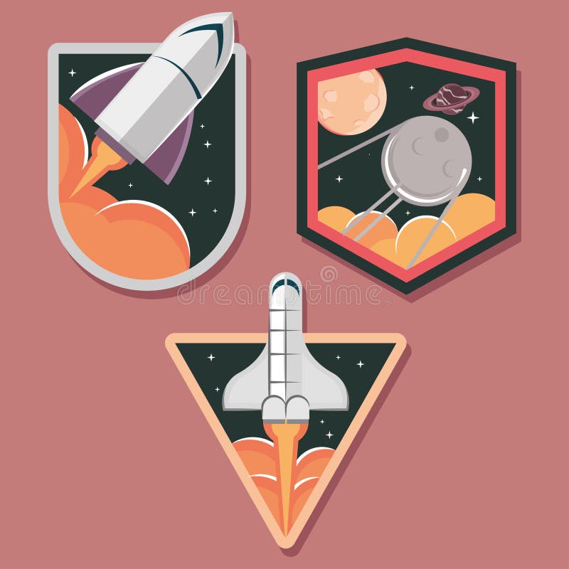 Space retro badges stock vector. Illustration of badges - 252837441