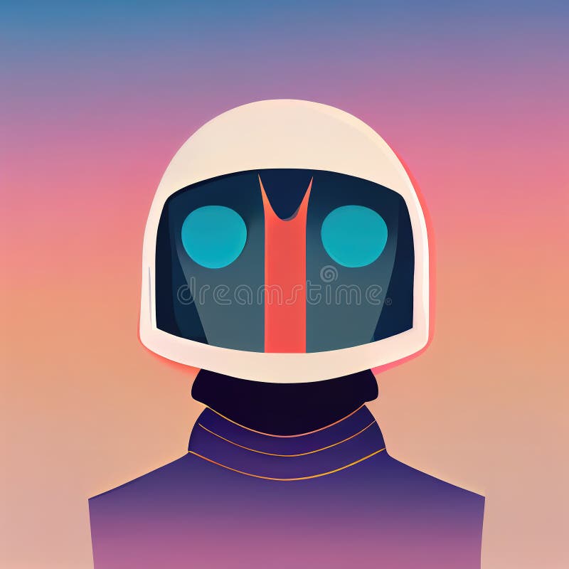 Space Robot Character Flat Illustration. Abstract Portrait of a Cyborg ...