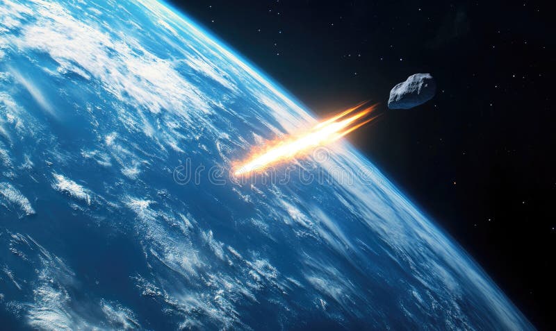 A Space Rock is Falling Towards the Earth Stock Photo - Image of ...