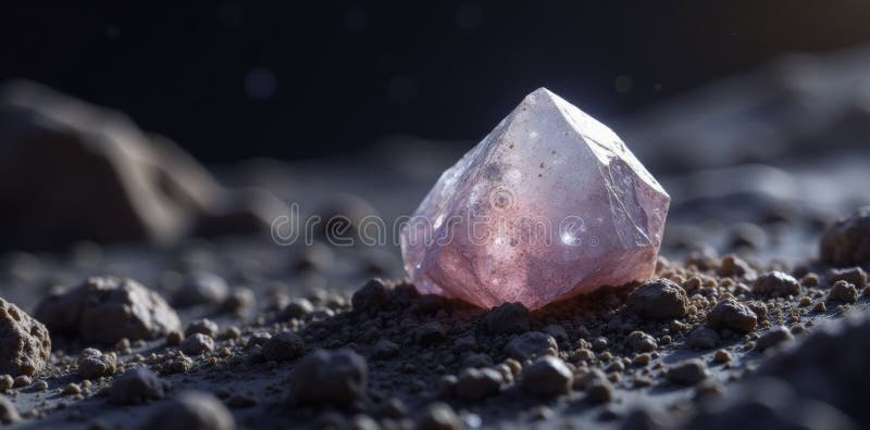 Space Rock Salt Crystal Resting upon a Rocky Asteroid Surface, Barren ...