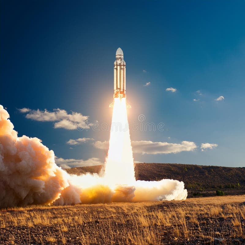 Space rocket, AI generated stock illustration. Illustration of travel ...