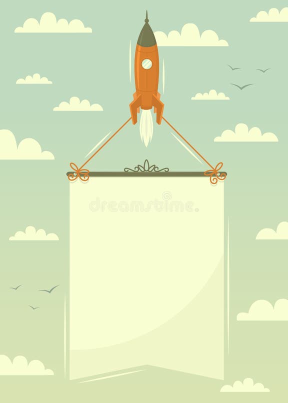Space rocket with banner stock vector. Illustration of atmosphere ...
