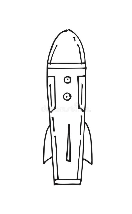 Space Rocket. Beautiful Space Object. Simple Doodle Drawing in Childish ...