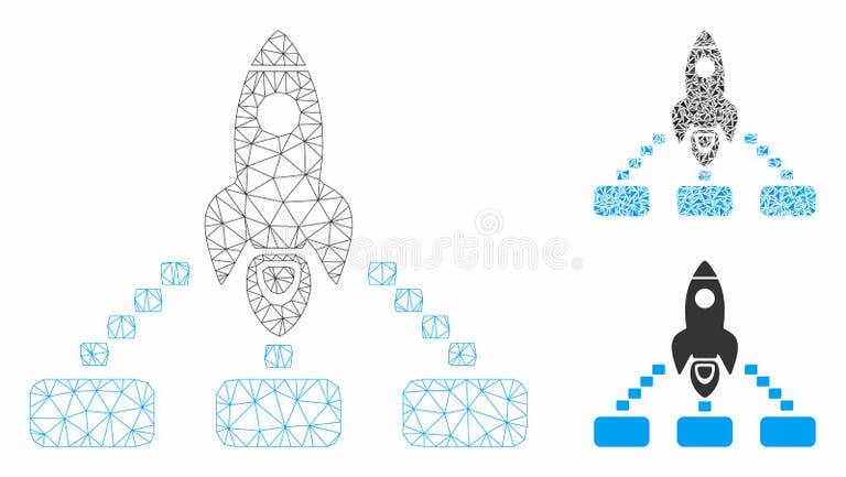 Space Rocket Collaboration Vector Mesh 2D Model and Triangle Mosaic ...