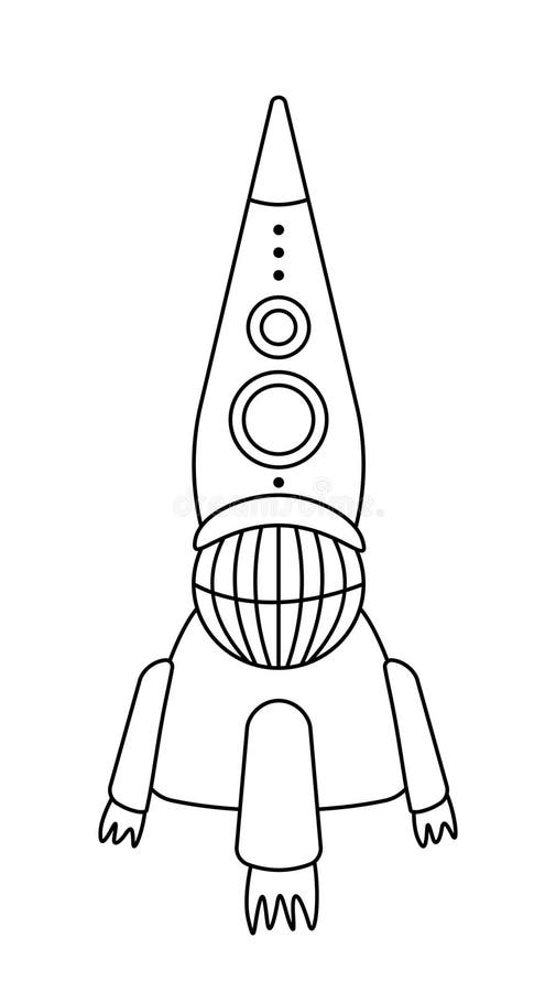 Space Rocket. Coloring Page. Black and White Rocket. Vector Stock ...