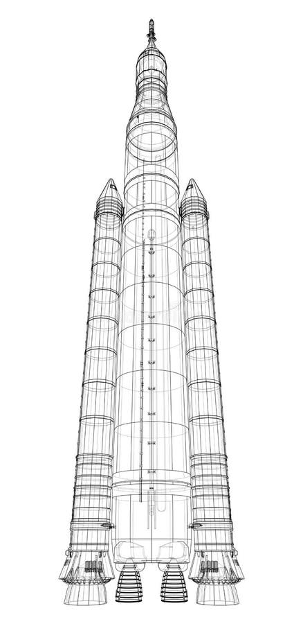 Space Rocket Concept Outline. Vector Stock Vector - Illustration of ...