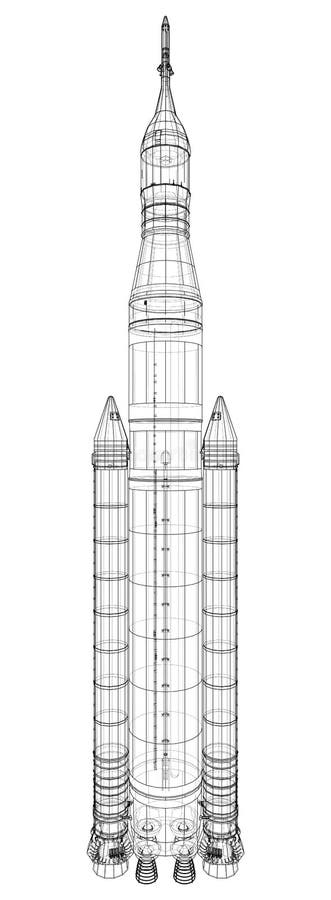Space Rocket Concept Outline. Vector Stock Vector - Illustration of ...
