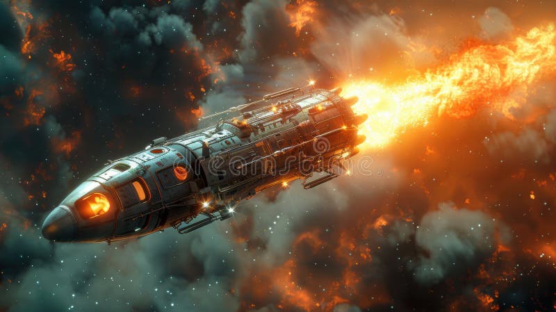 Space Rocket Digital Model in Galaxy of Star of Universe Stock ...