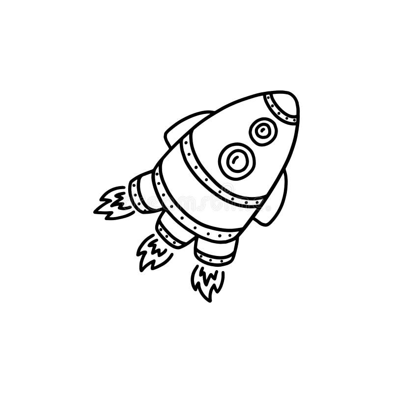 Space Rocket Doodle Vector Icon. Hand Drawn Spaceship with Two Windows ...