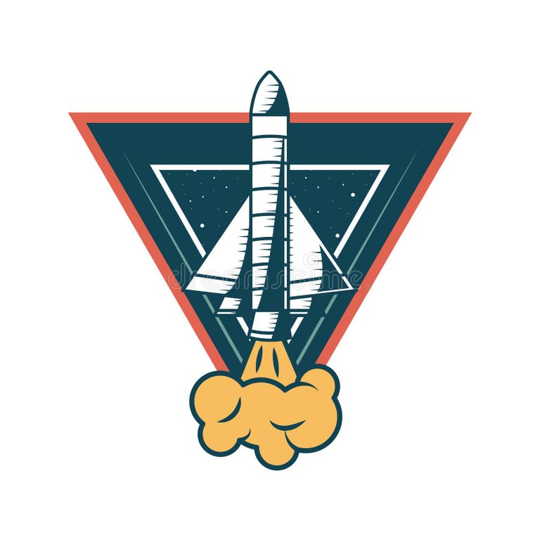 Space Rocket Drawn Launcher in Triangular Frame Stock Vector ...