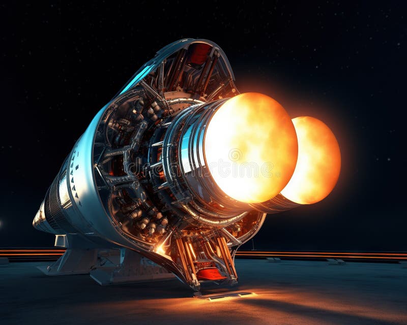 Space Rocket Engine in Full Test. Stock Illustration - Illustration of ...