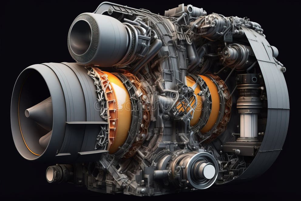 Space Rocket Engine in Full Test Throttle. Generative Ai Stock ...