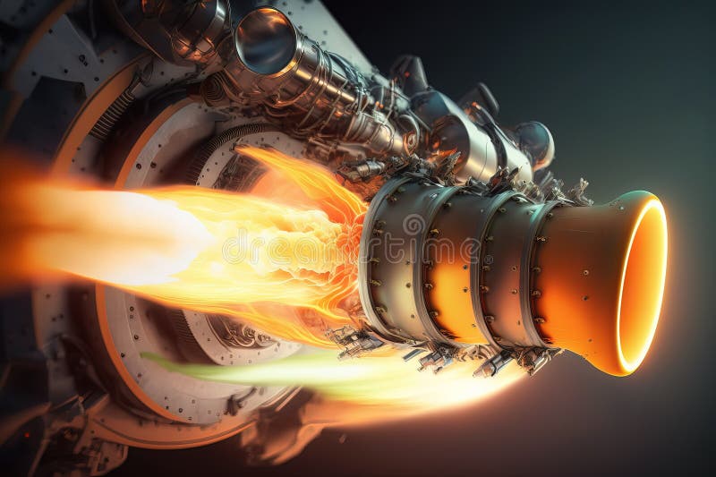 Space Rocket Engine in Full Test Throttle. Generative Ai Stock ...