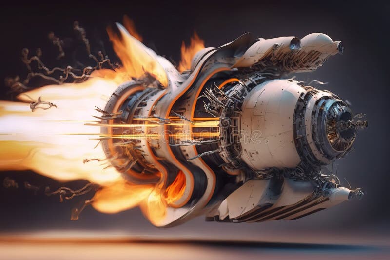 Space Rocket Engine in Full Test Throttle. Generative Ai Stock ...