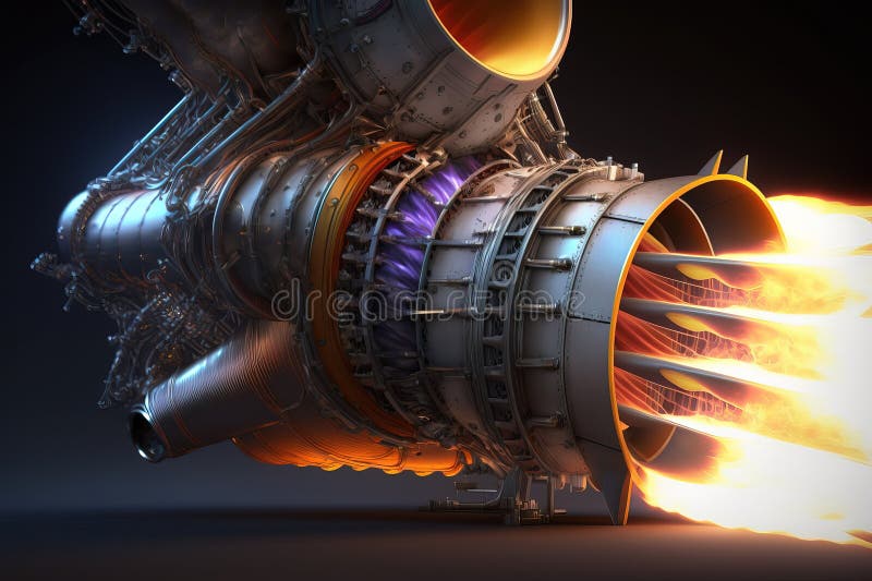 Space Rocket Engine in Full Test Throttle. Generative Ai Stock Photo ...