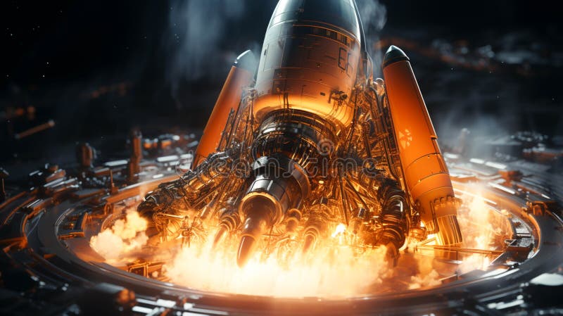A Space Rocket Engine Making Process View Stock Photo - Image of ...