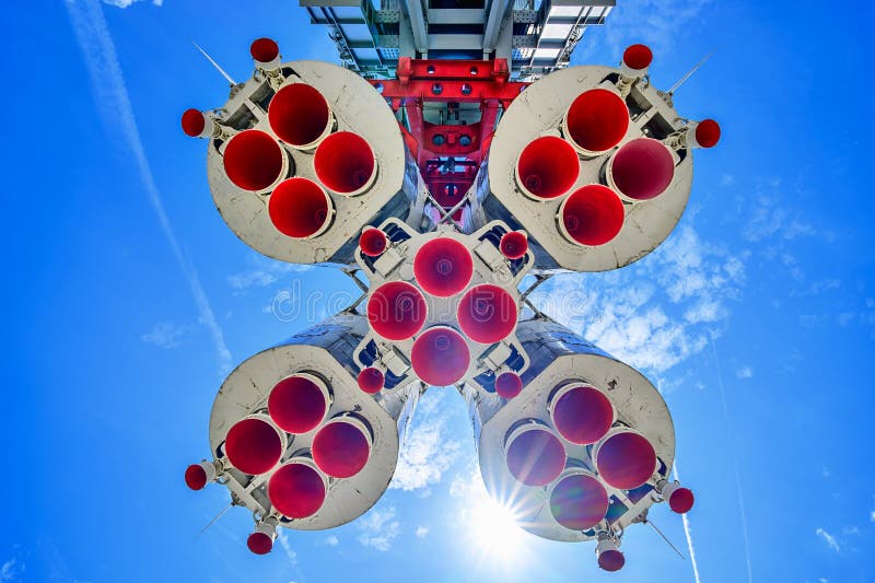 Space Rocket Engines. Bottom View of the Launch Pad Editorial Photo ...