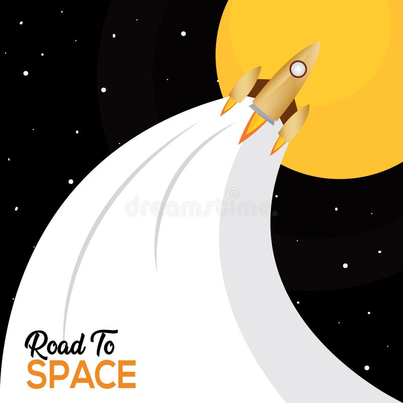 Space Rocket Fly Road To Space Stock Vector - Illustration of square ...