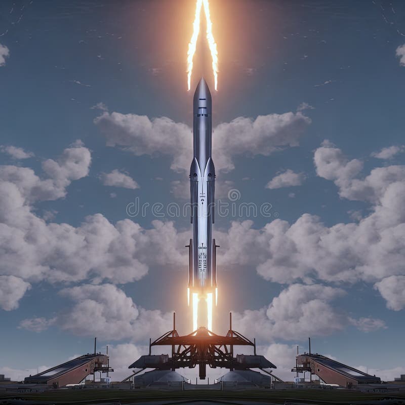 Space Rocket Flying Toward the Clouds Believable Rocket Icon ...