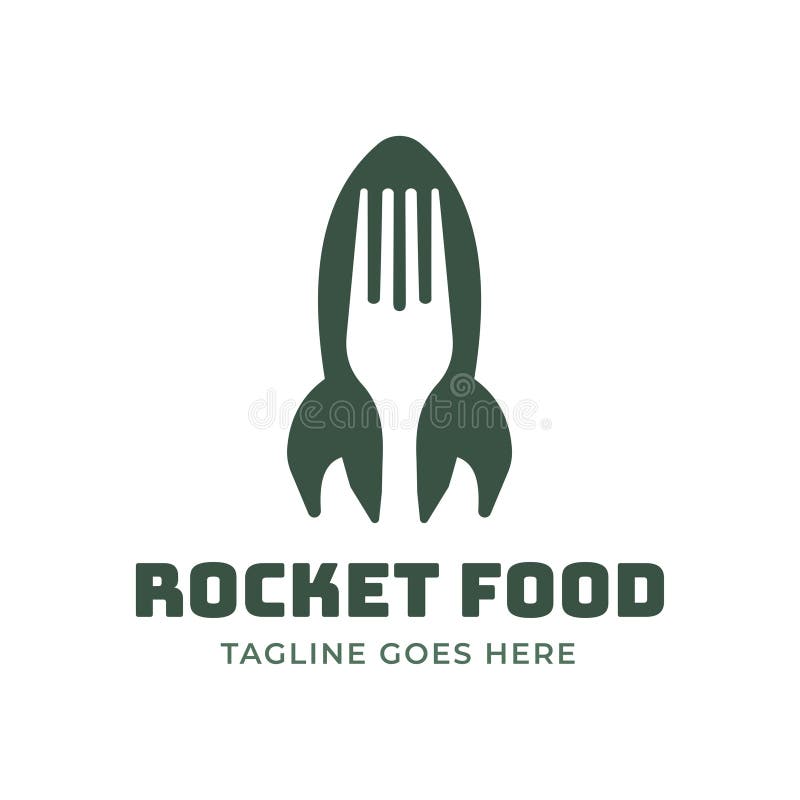 Space Rocket with Fork for Fast Food Delivery Service Logo Design Fork ...