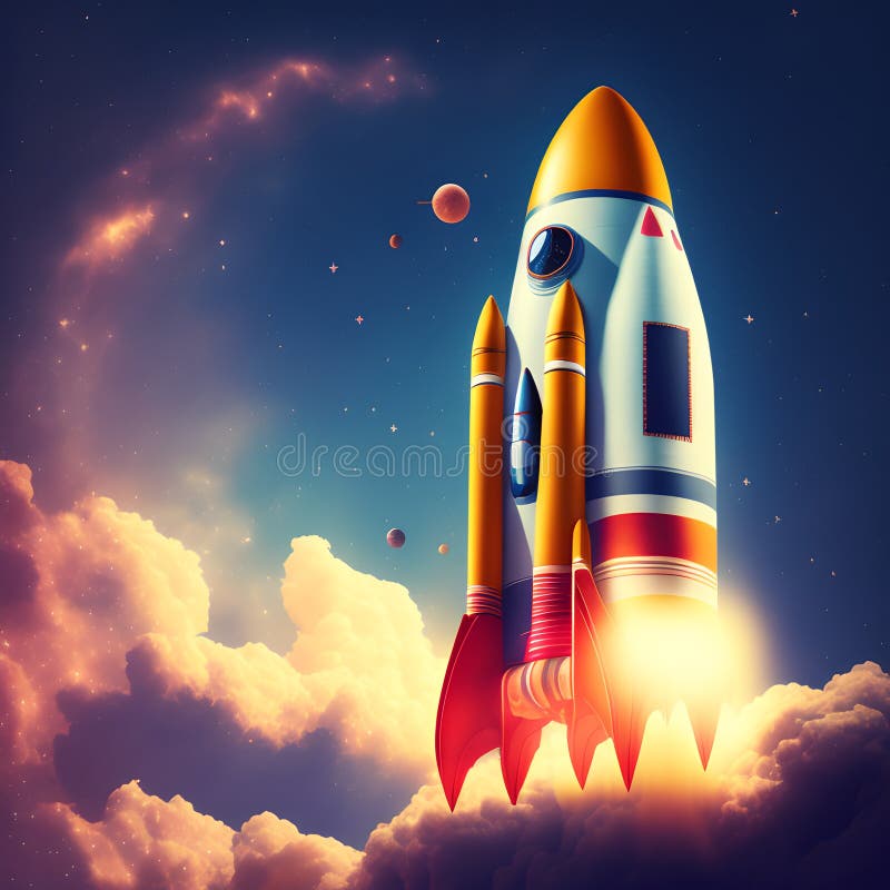 Space Rocket, Generative AI Illustration Stock Illustration ...