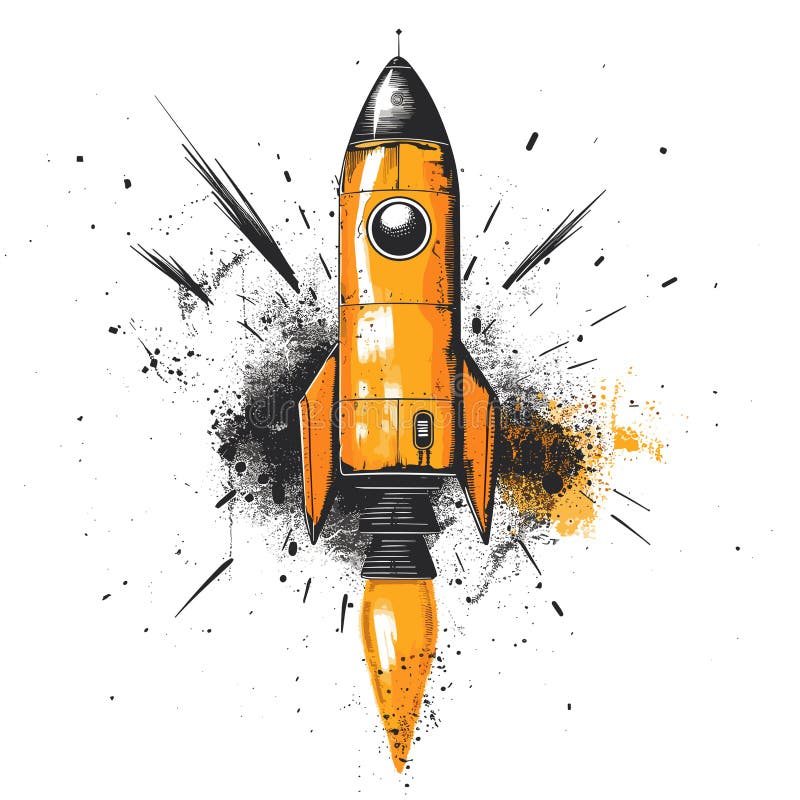 Rocket. Hand Drawn Sketch. Vector Illustration Isolated on White ...
