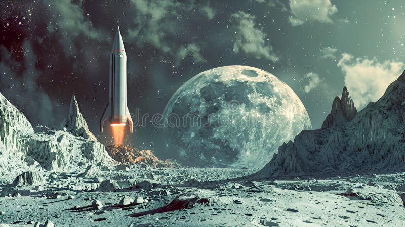 Space Rocket Heading To the Moon Stock Photo - Image of moon, rocket ...