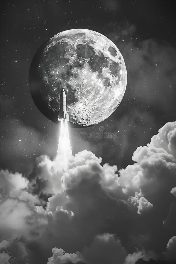 Space Rocket Heading To the Moon Stock Photo - Image of astronaut ...