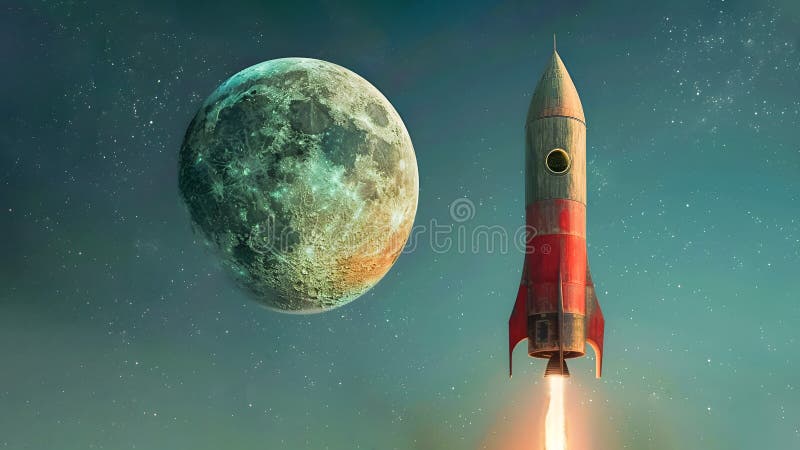 Space Rocket Heading To the Moon Stock Image - Image of speed ...