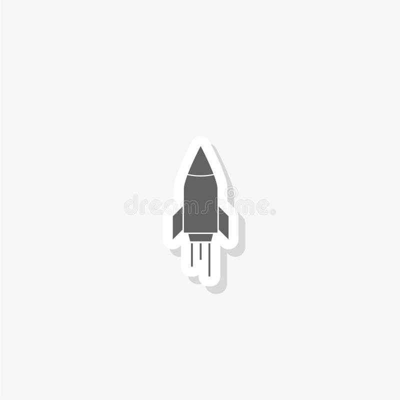 Space Rocket Icon Sticker Isolated on Gray Background Stock Vector ...