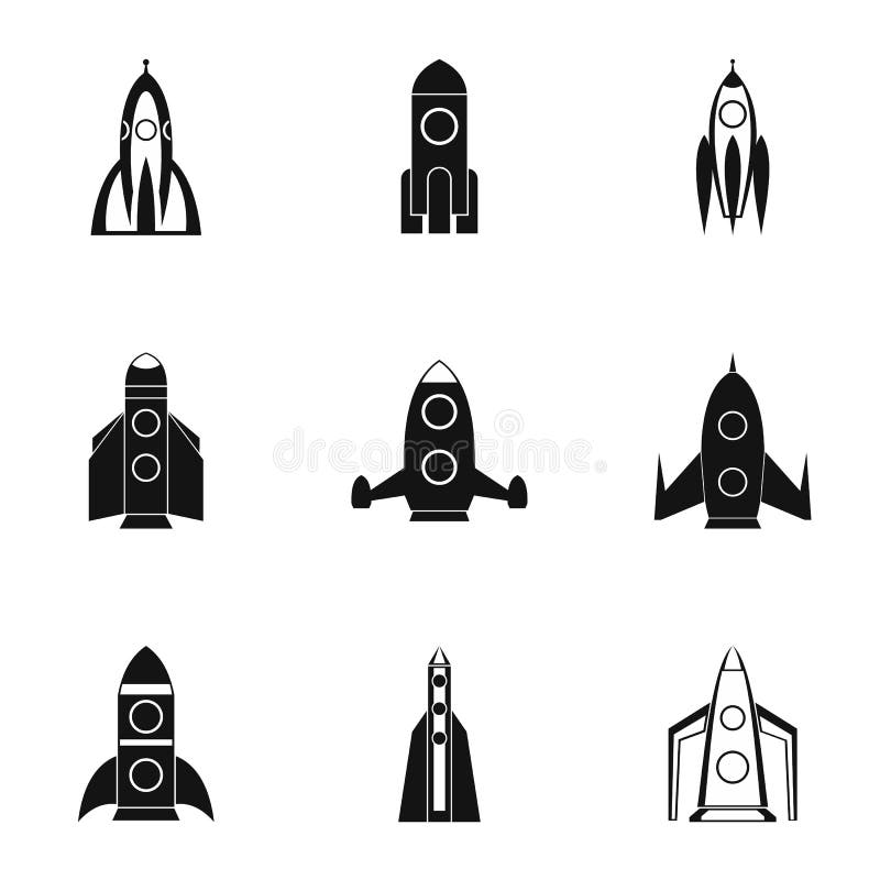 Space Rocket Icons Set, Simple Style Stock Vector - Illustration of ...