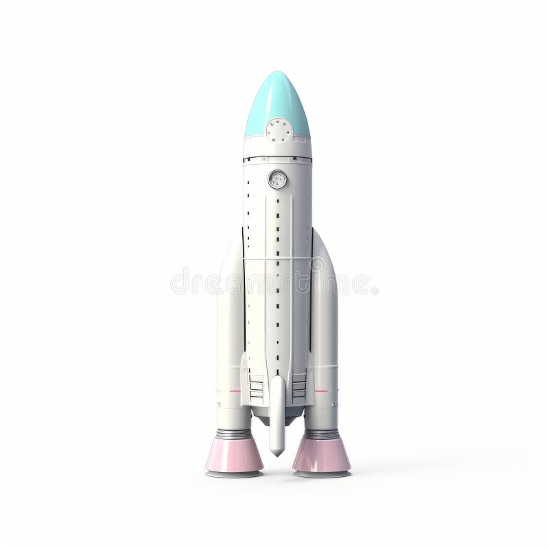Space Rocket Isolated on a White Background. 3d Render Illustration ...