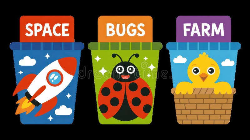 Space Rocket, Ladybug and Chick on Transparent Background for Kids ...
