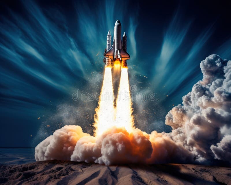 Space Rocket Lauch from the Earth Space Station. Stock Illustration ...
