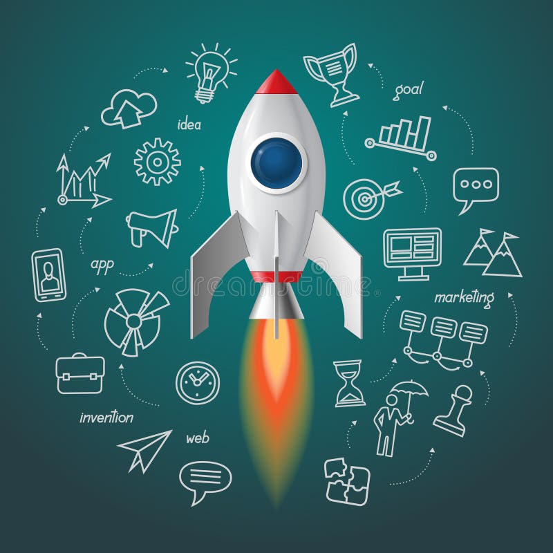 Space Rocket Launch. Business Project Start Up Stock Vector ...