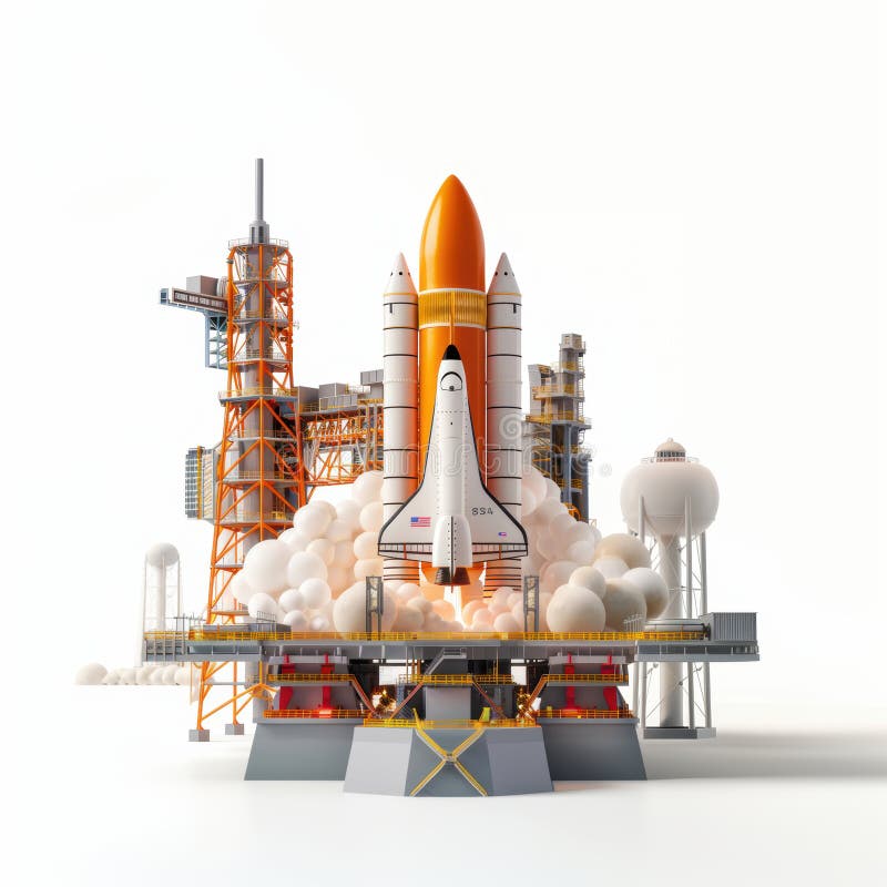 Space Rocket Launch 3D Model Station Structure Architecture Isolated ...