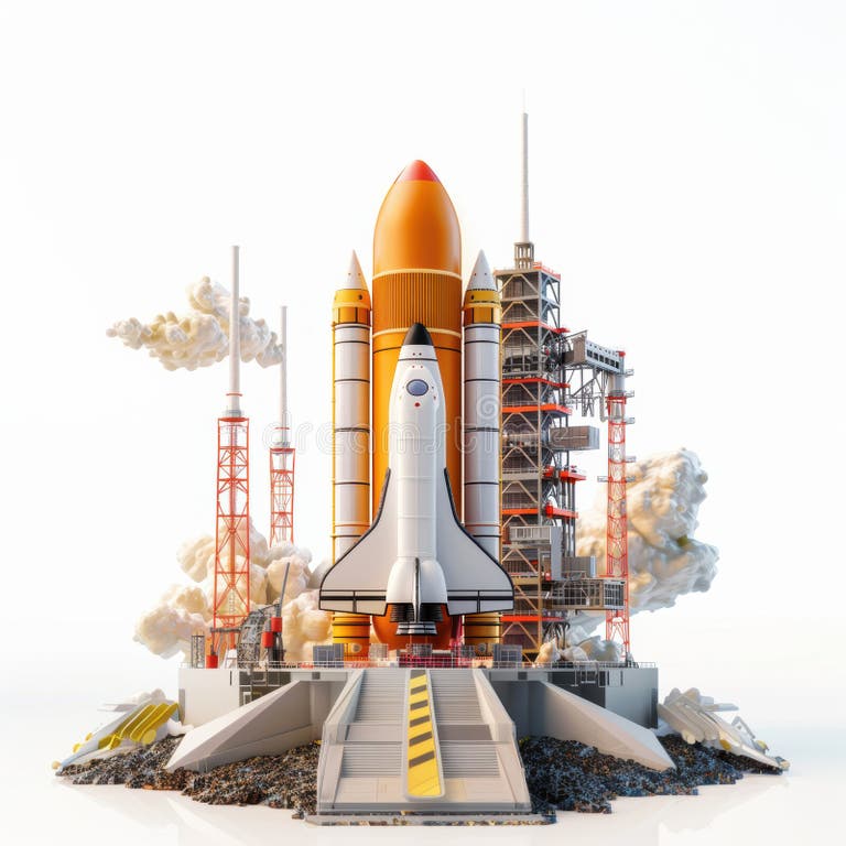 Space Rocket Launch 3D Model Station Structure Architecture Isolated ...