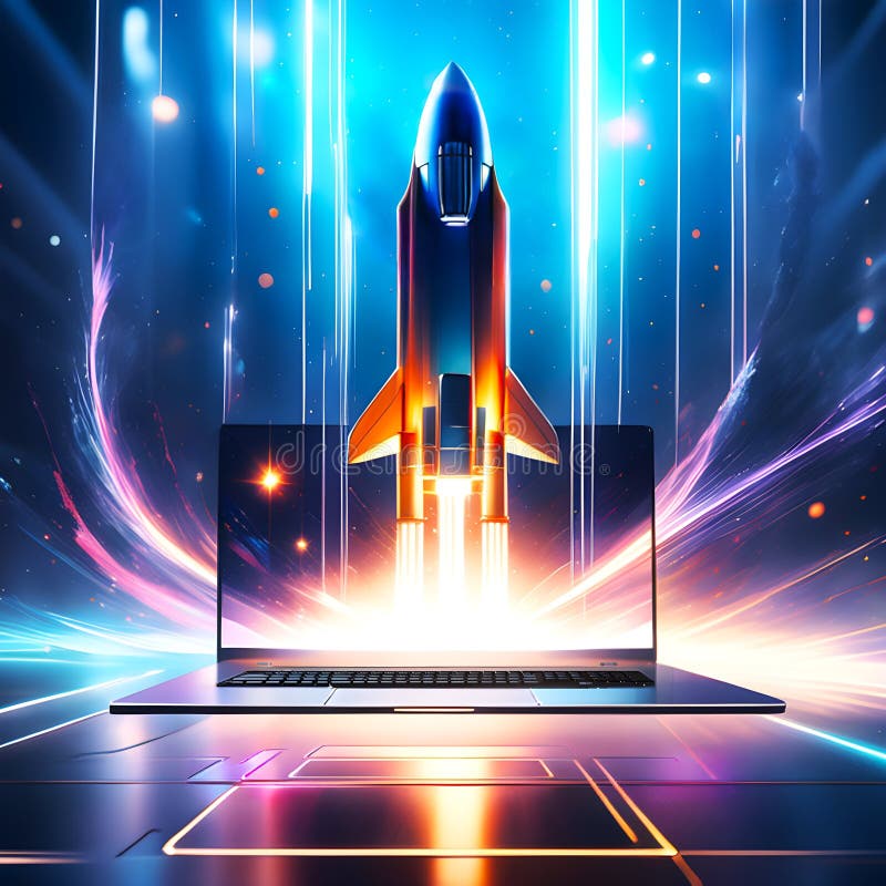 Space Rocket Launch, Futuristic Environment Stock Illustration ...