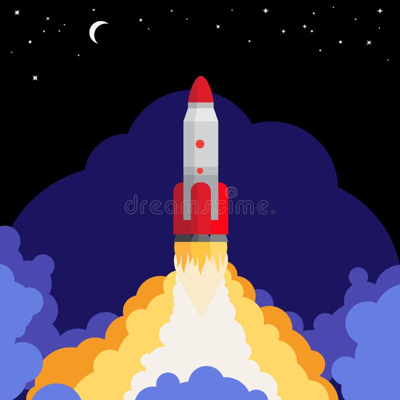 Space Shuttle Night Launching Cartoon Vector Stock Vector ...