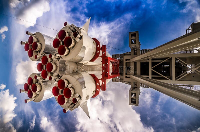 Space Rocket on the Launch Pad Stock Image - Image of acceleration ...