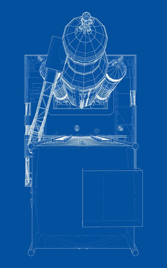 Space Rocket on Launch Pad. Vector Rendering of 3d Stock Vector ...