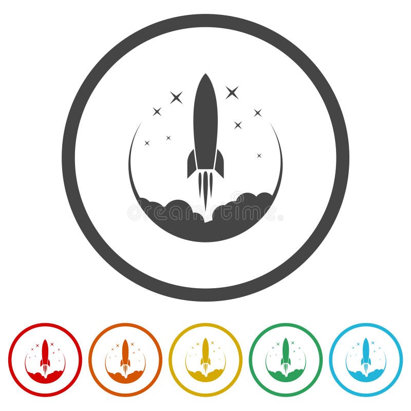 Space Rocket Launch Ring Icon Isolated on White Background Stock Vector ...