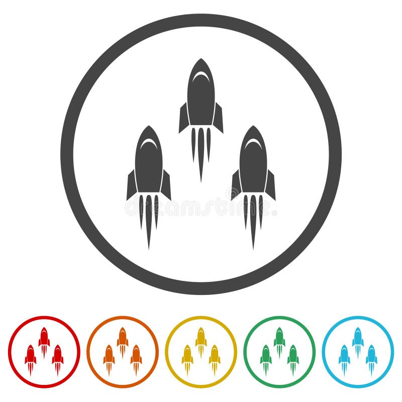 Space Rocket Launch Ring Icon Isolated on White Background Stock Vector ...