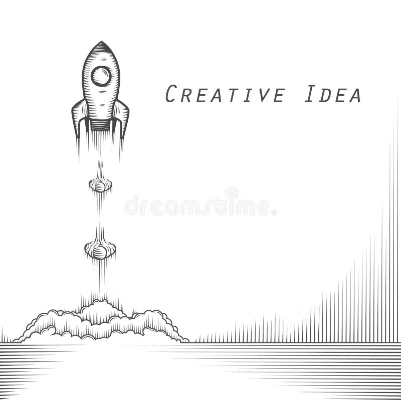 Space rocket launch tattoo stock vector. Illustration of shuttle - 49508589