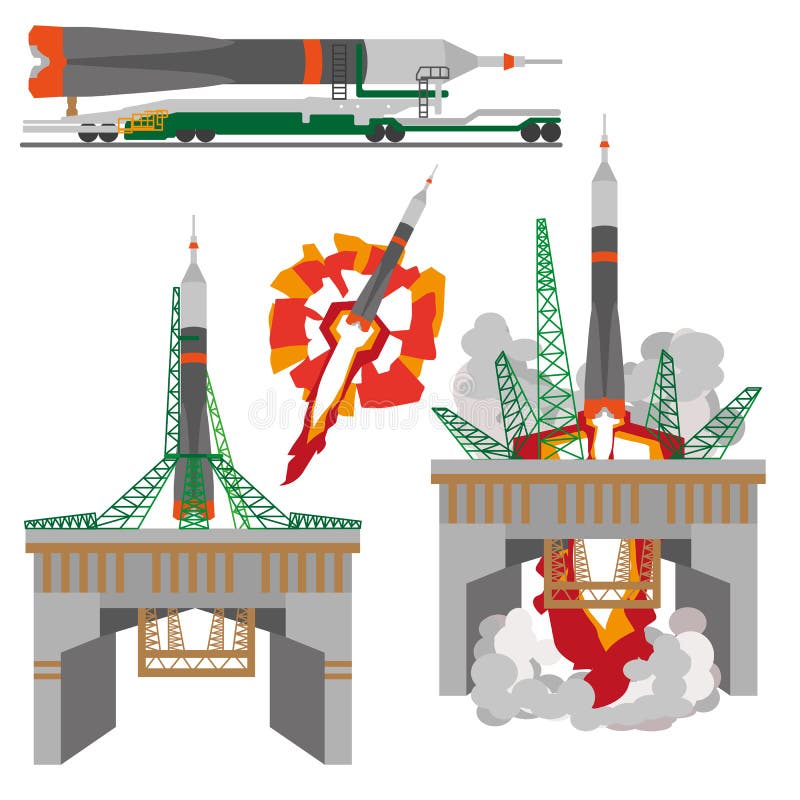 Space Rocket Launch on White Background Stock Illustration ...