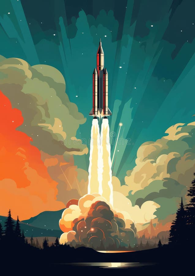 A Space Rocket is Launched into Space Stock Image - Image of rocket ...