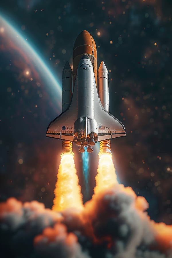 Space Rocket Launched from the Laptop Computer. Generative Ai Stock ...